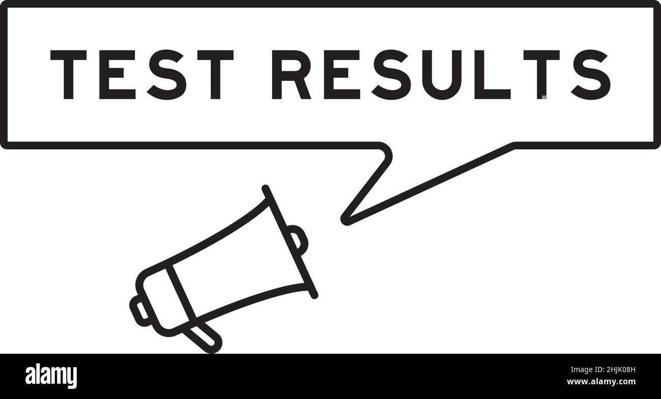 Megaphone icon with speech bubble in word test results on white ...