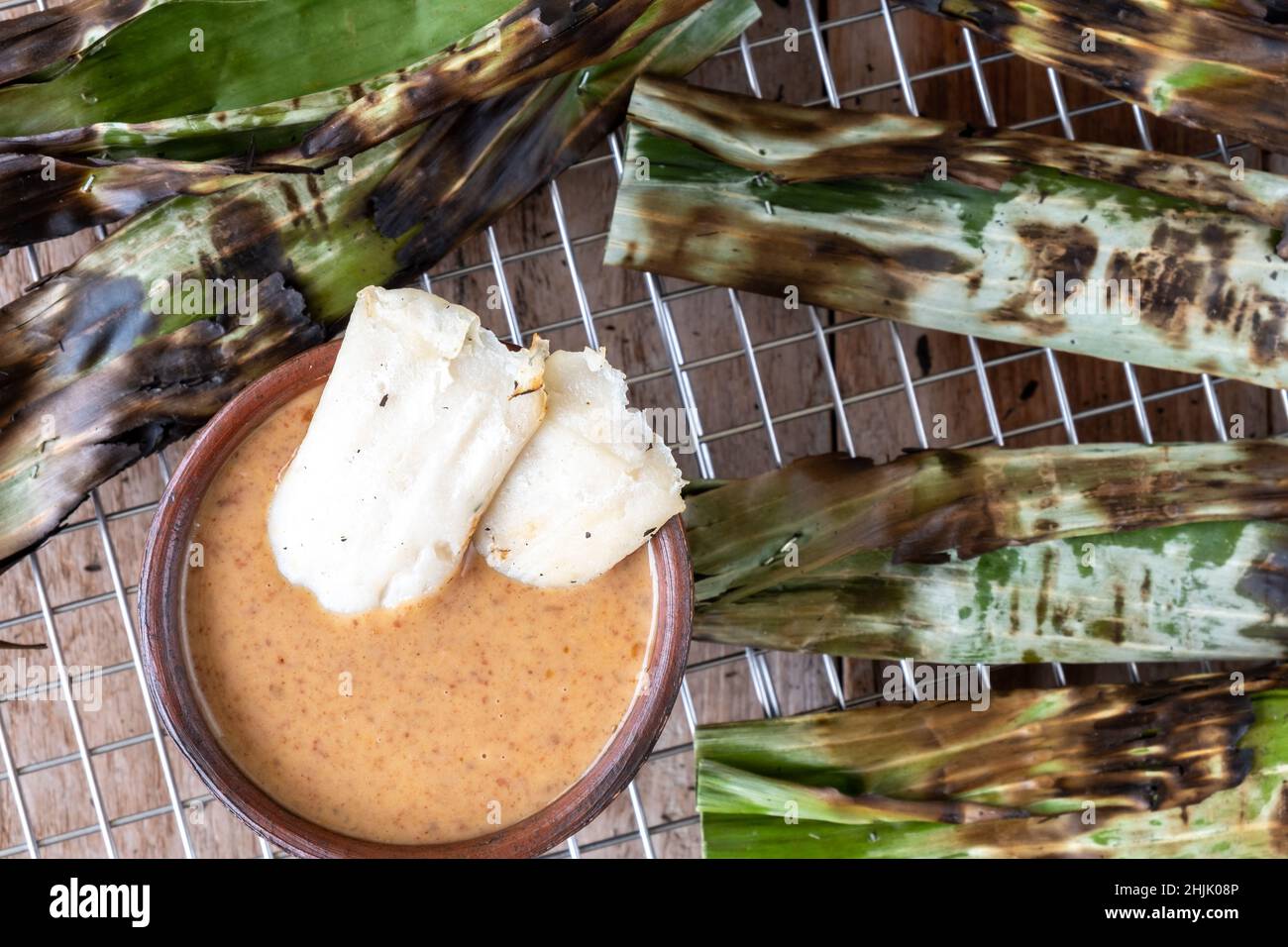 grilled fish cake, made from ground mackerel fish mixed with spices ...