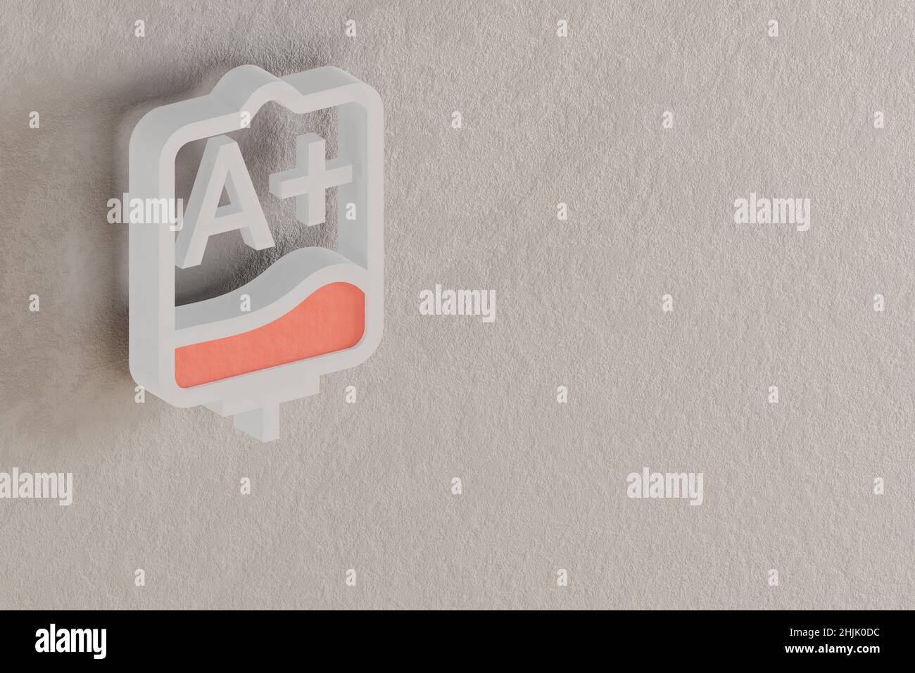 Blood Bag Type A+ icon. Symbol medical on gray background wall. 3d ...