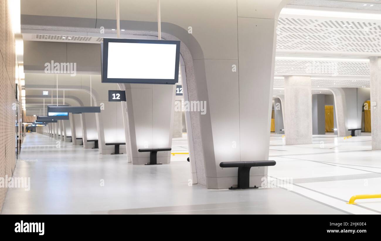 digital signage display in the passenger terminal Stock Photo - Alamy