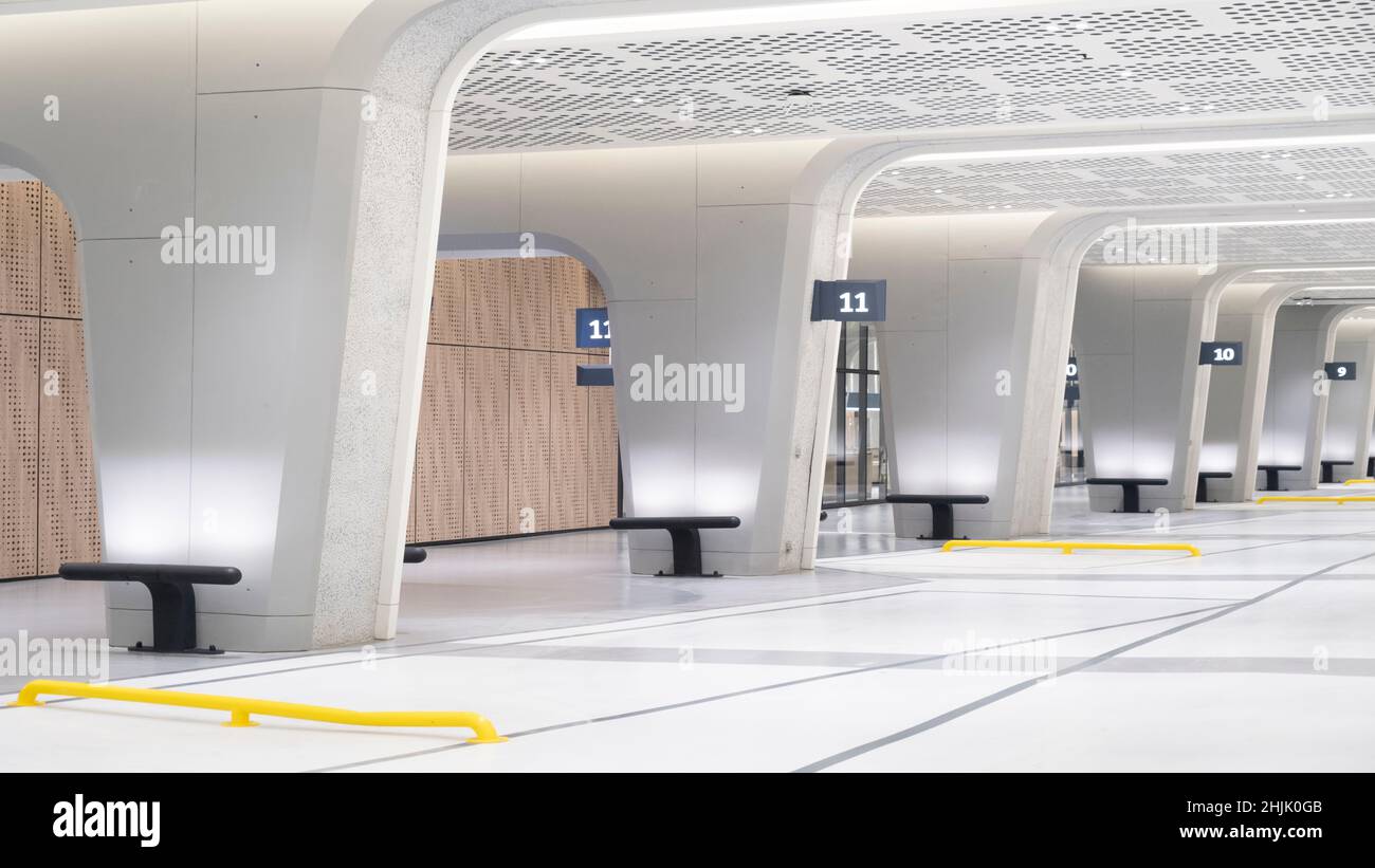 empty passenger terminal background, front view Stock Photo - Alamy