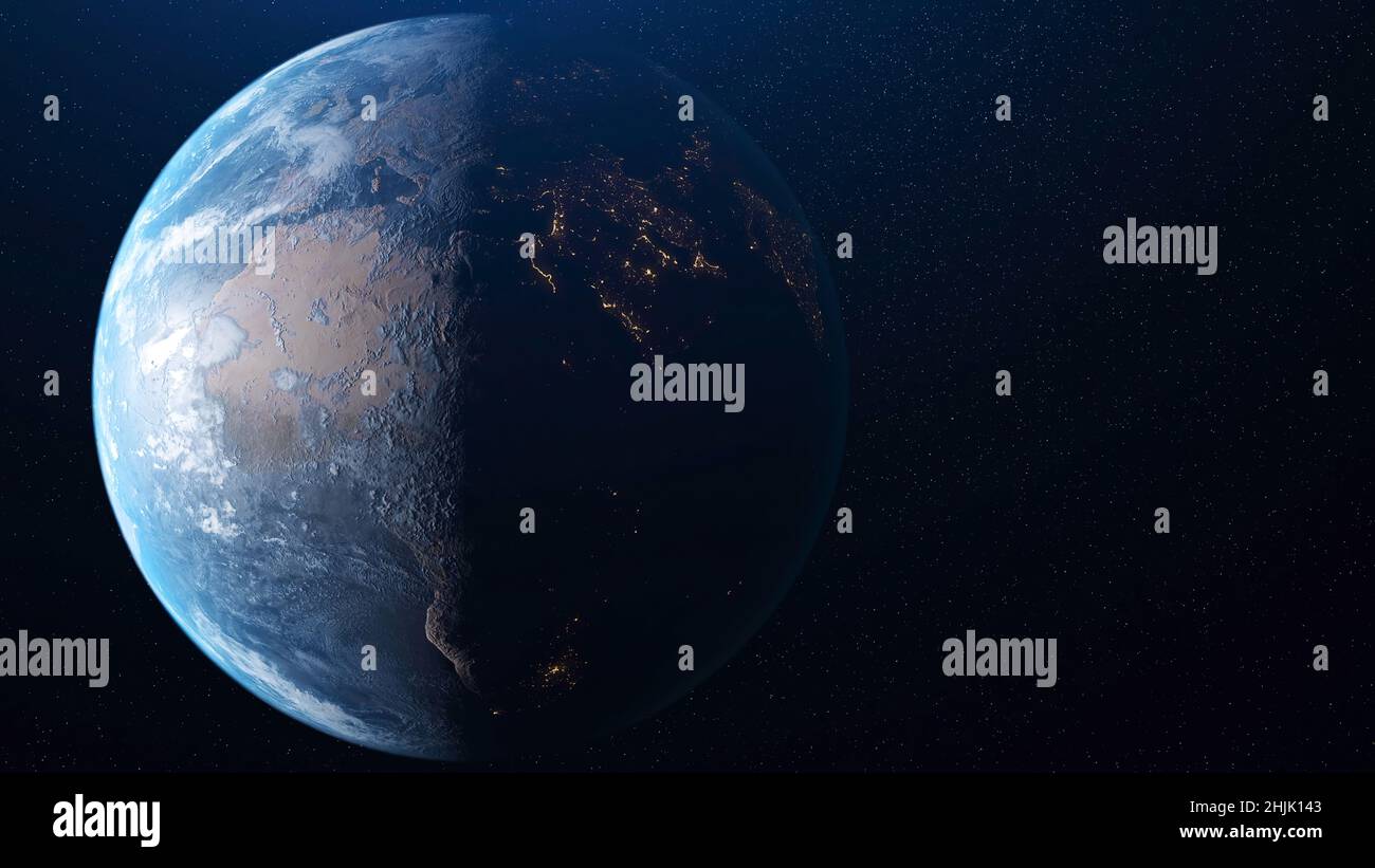 Abstract animation of beautiful Planet Earth rotation in space. Full ...