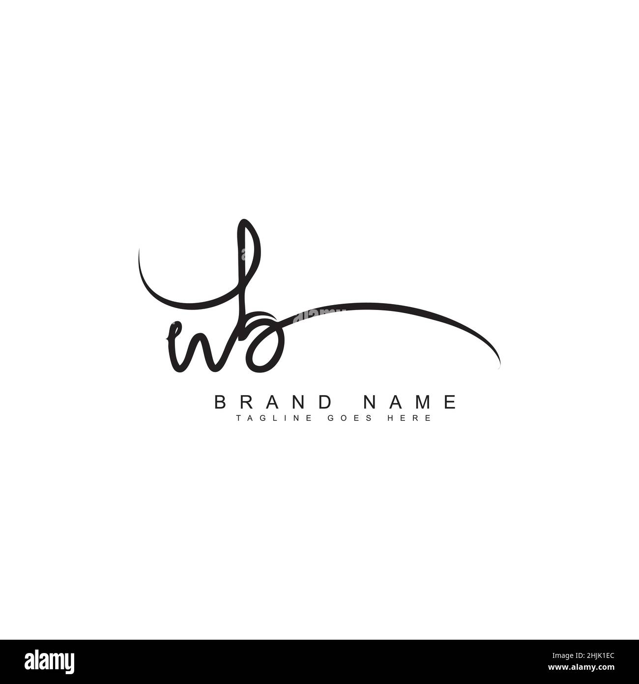 Initial Letter WB Logo - Hand Drawn Signature Style Logo - Simple ...