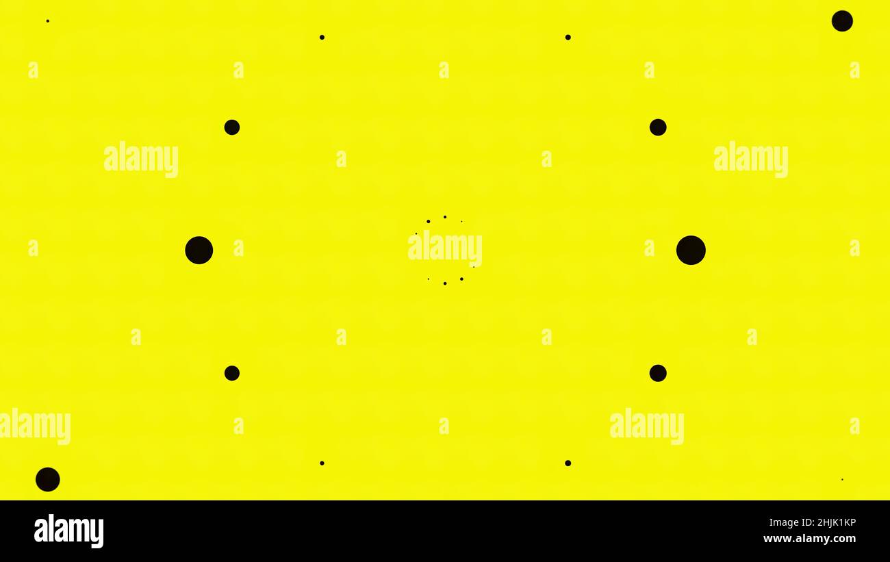 Abstract small black dots on yellow background. Animation. Black dots ...