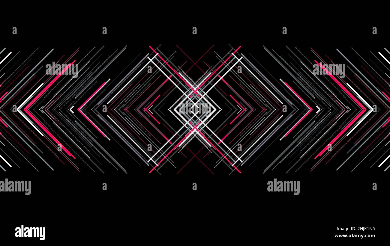 Pattern of lines with interference on black background. Animation. Triangular mirror pattern of ...