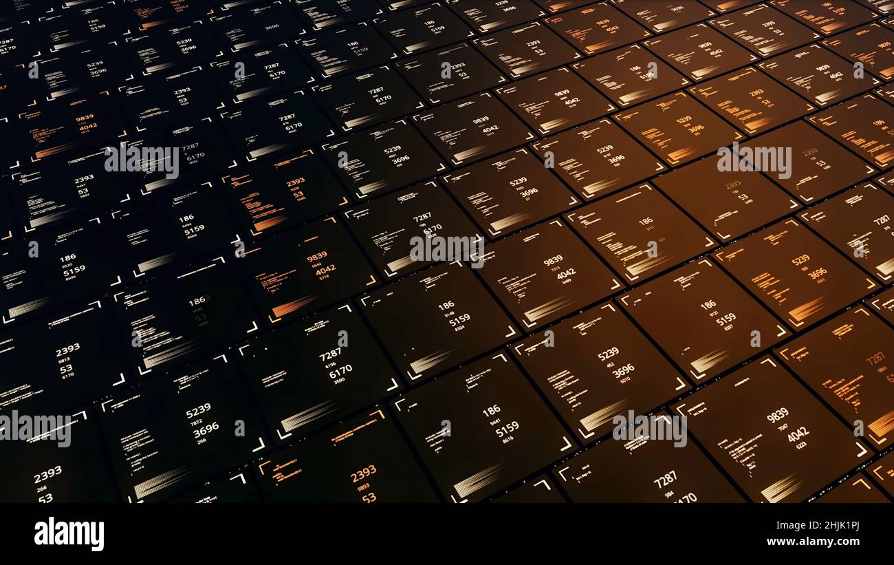 3D computer cells with numbers. Animation. Business structure in 3D computer graphics with ...