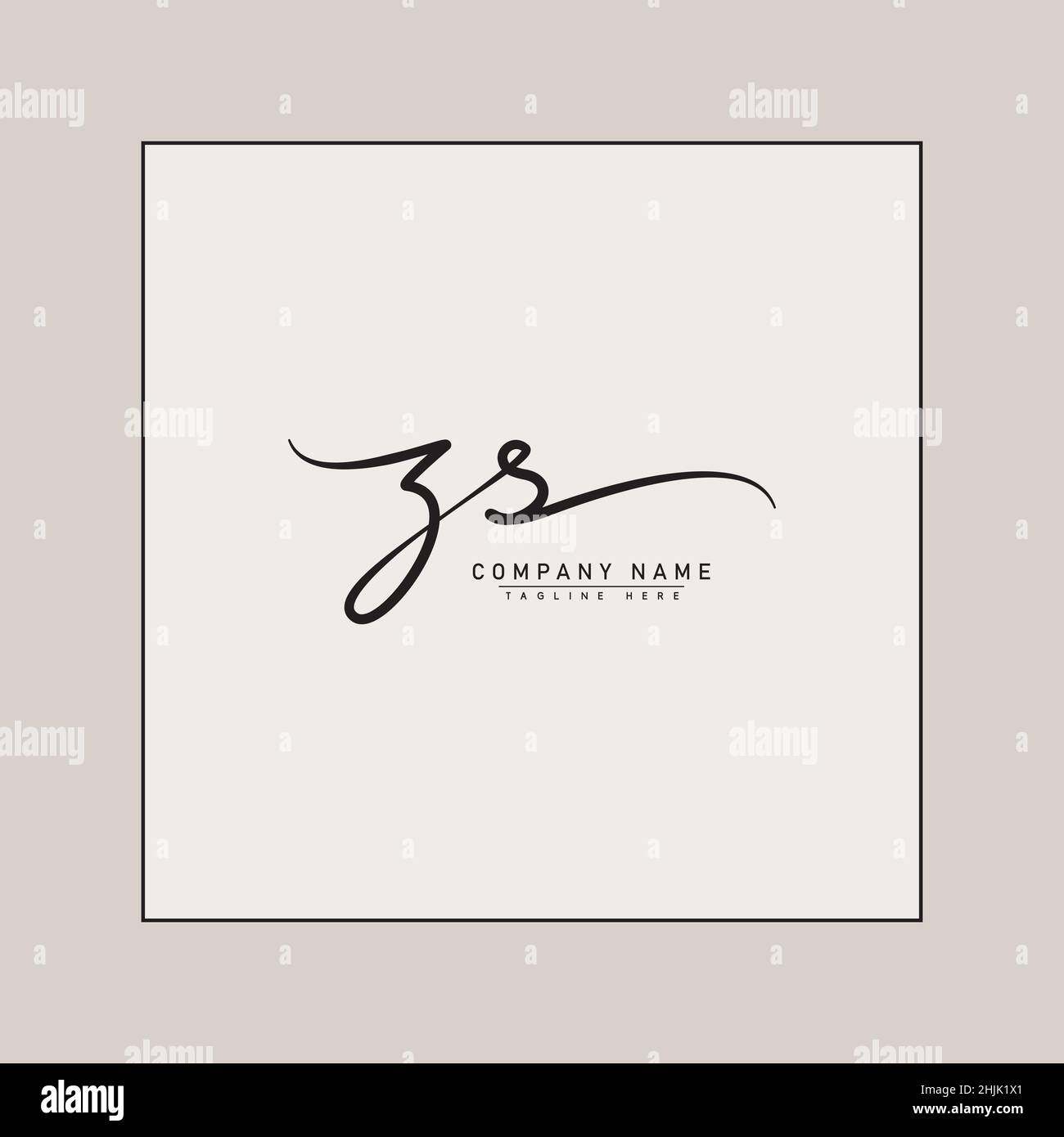 Initial Letter ZS Logo - Handwritten Signature Logo - Simple Vector ...