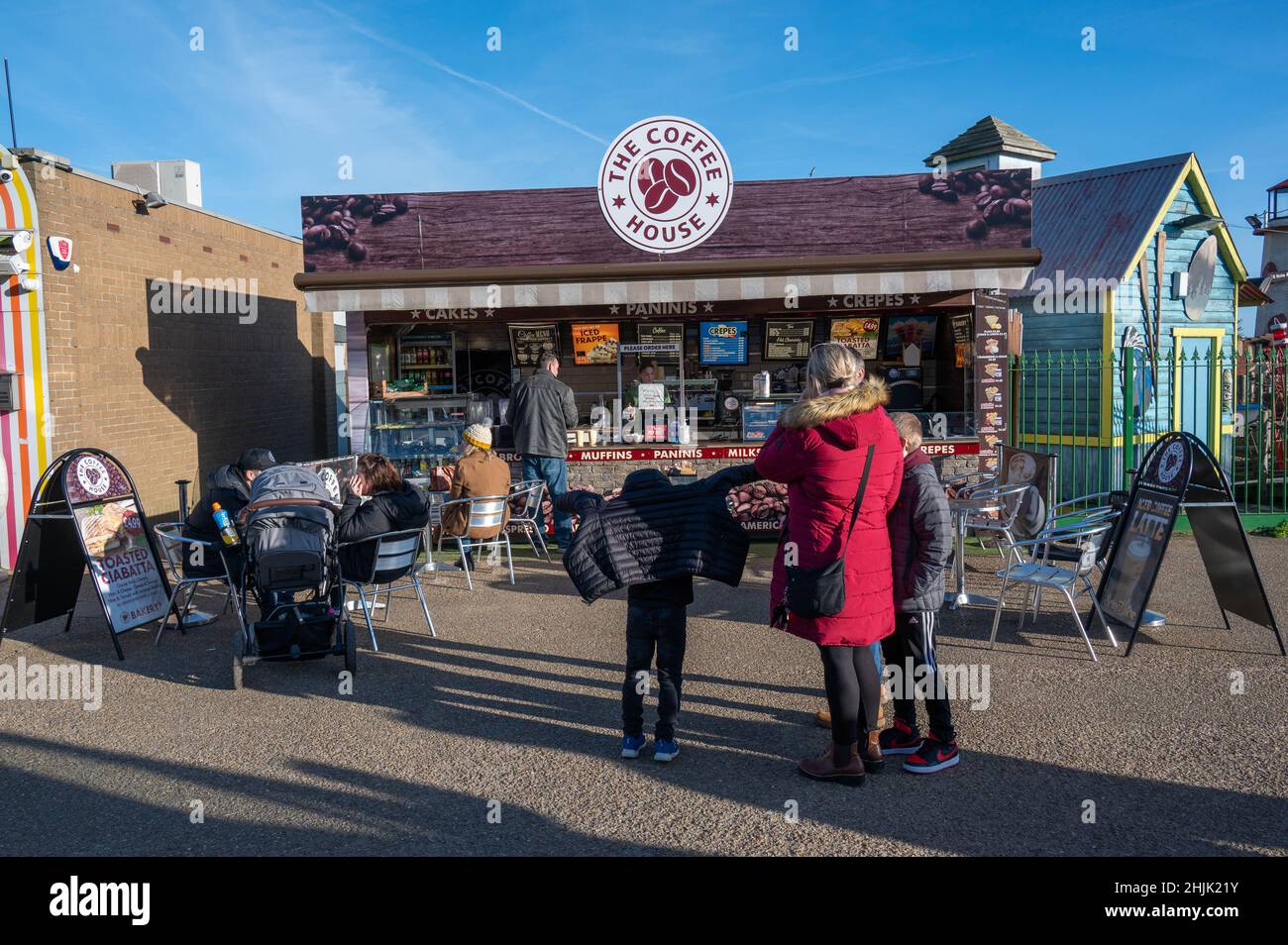 The Coffee Shop on Marina Parade sea front Great Yarmouth with people ...