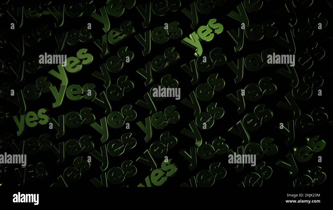 Background with moving words Yes . Animation. Abstract animation with ...