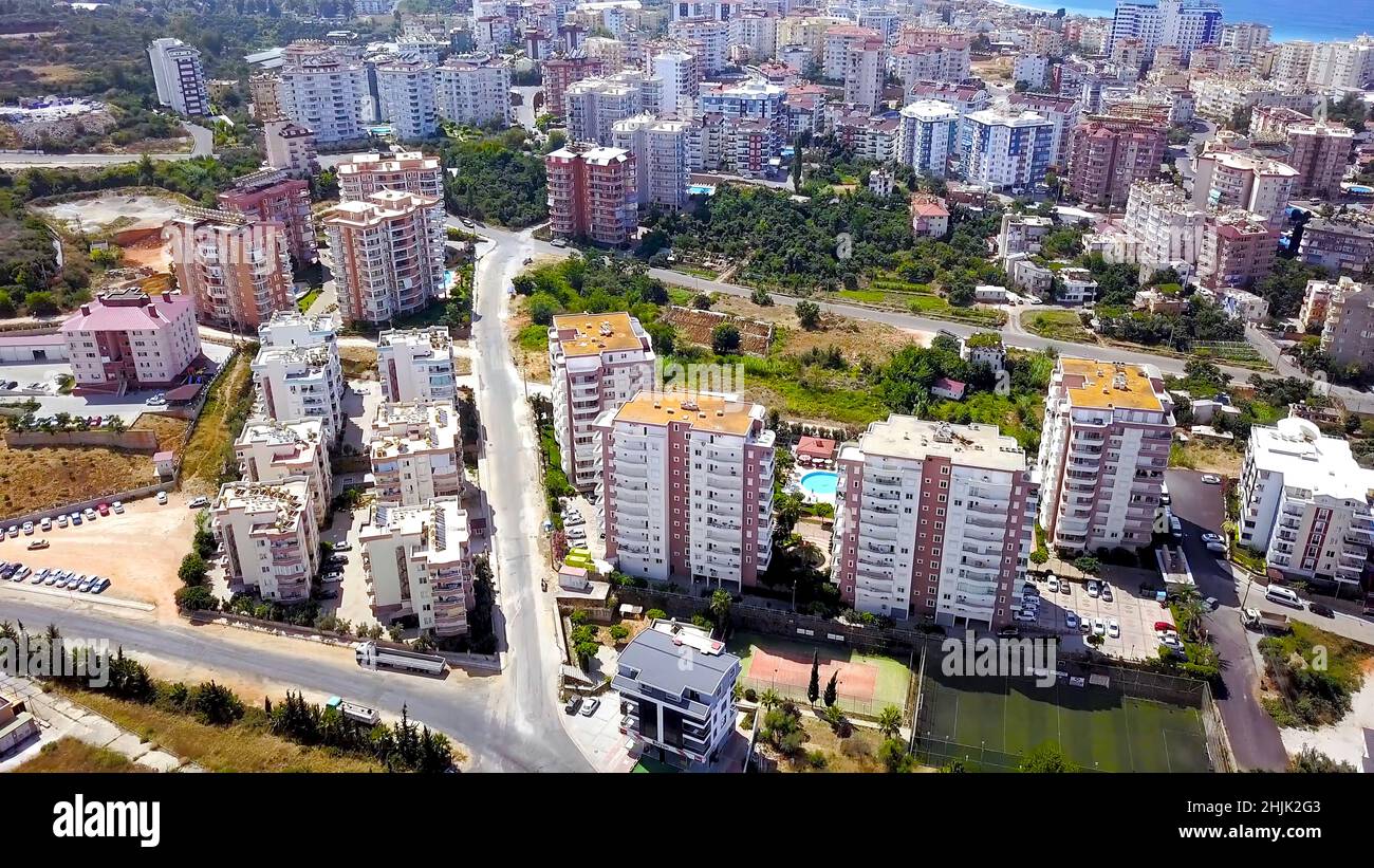 Top view of resort town with hotels and apartment buildings. Clip ...