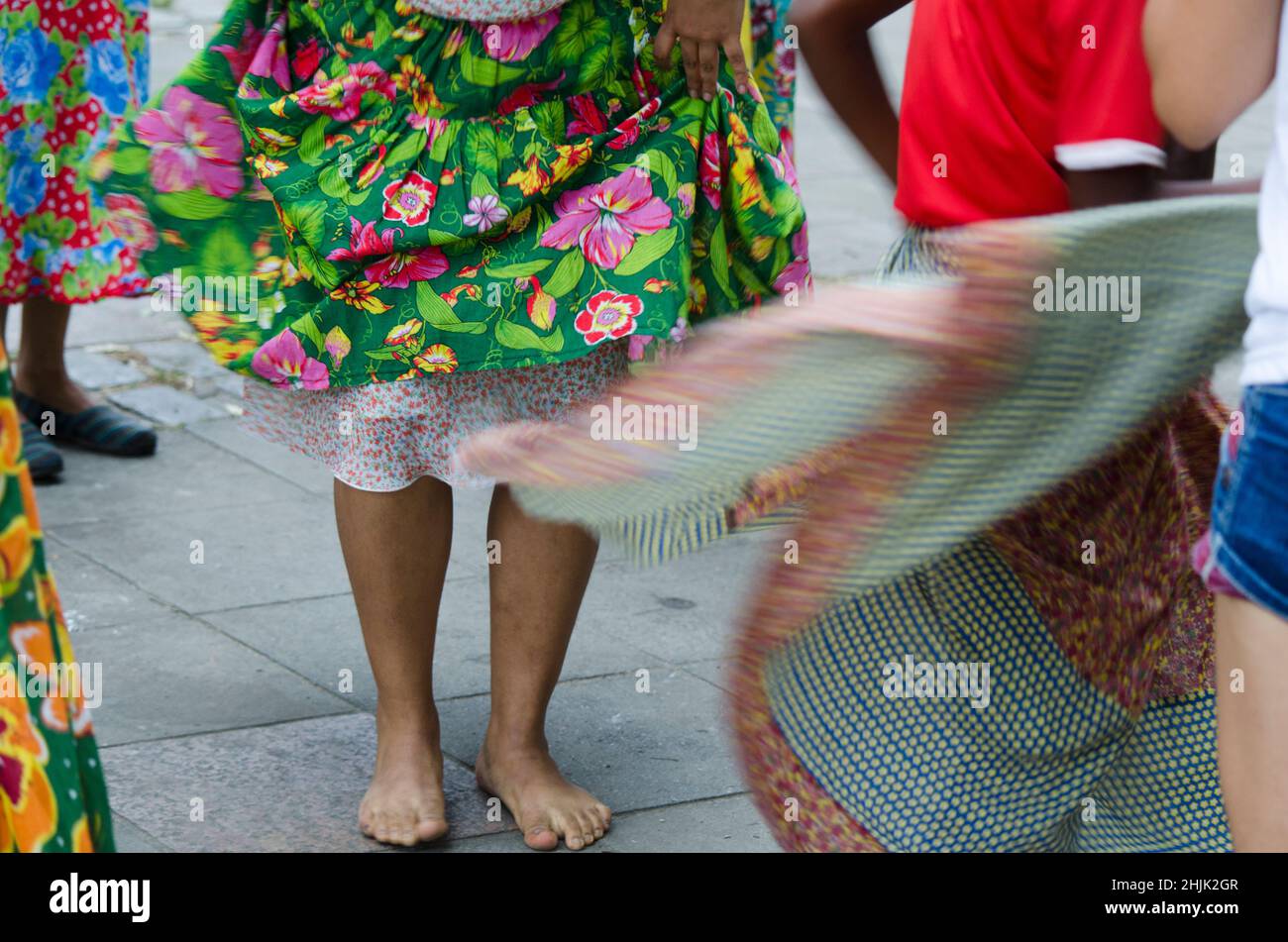 Women dancing the traditional samba de roda of Bahia with colorful ...