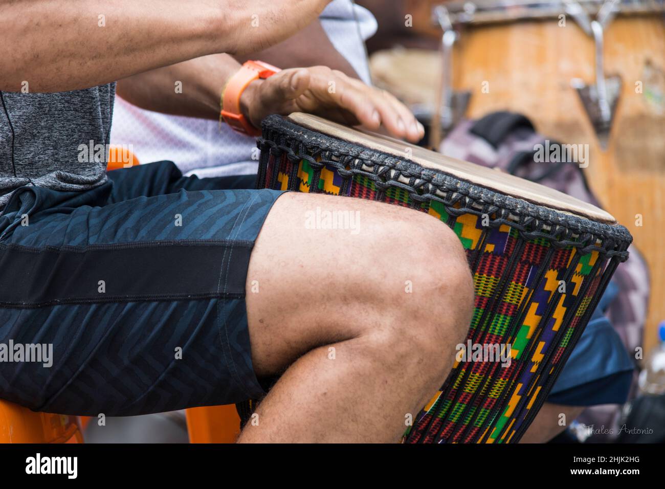 Musicians playing instruments in the last lesson of the year of Mestre ...