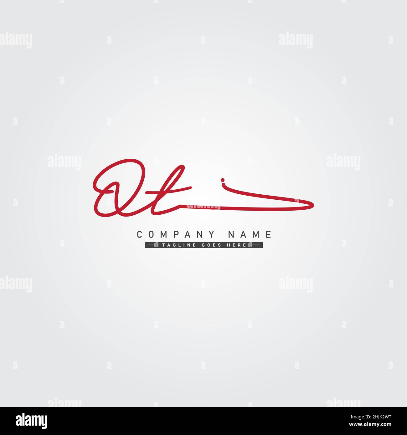 Initial Letter QT Logo - Handwritten Signature Style Logo - Simple ...