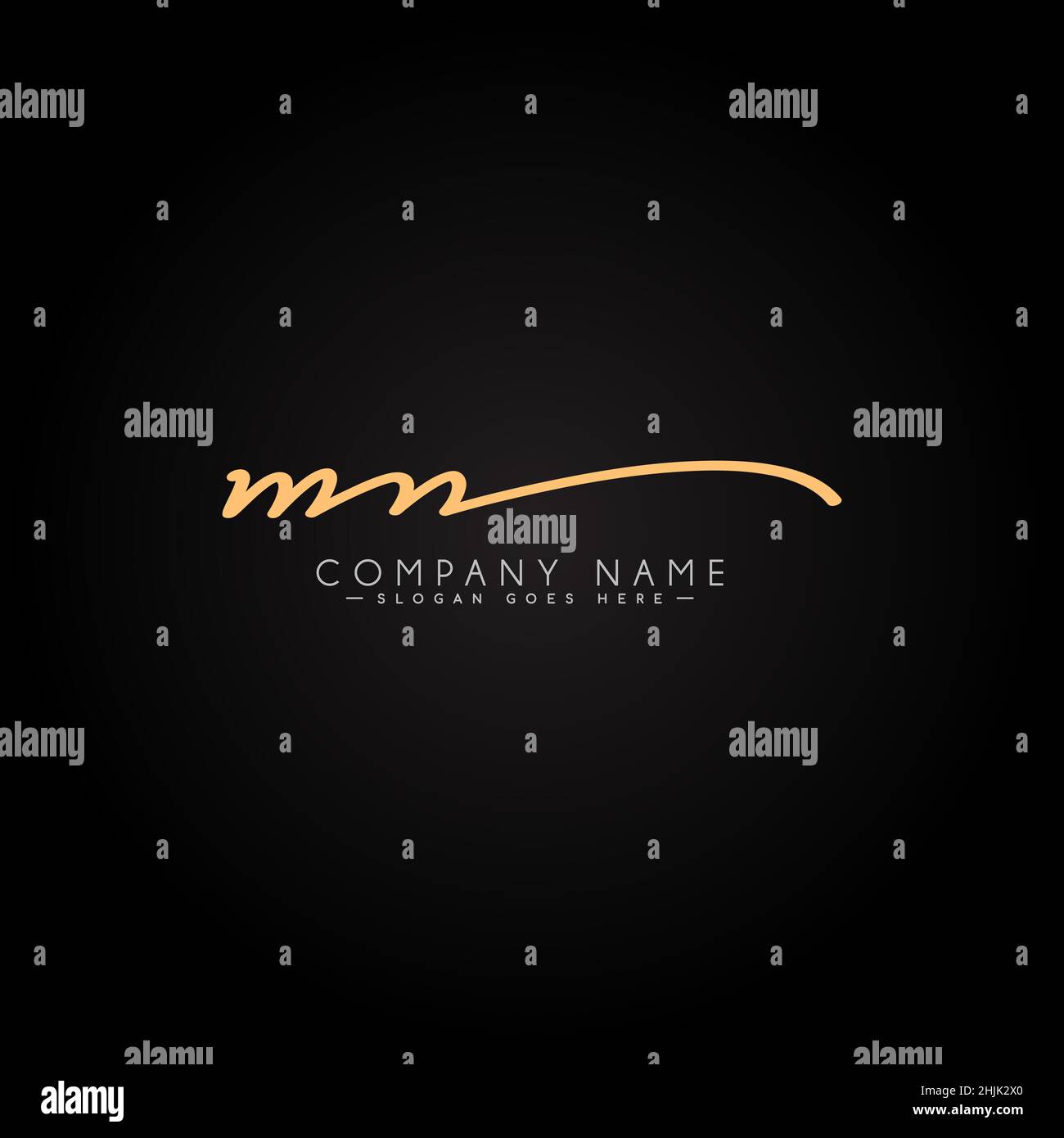 Initial Letter MN Logo - Handwritten Signature Style Logo - Simple ...
