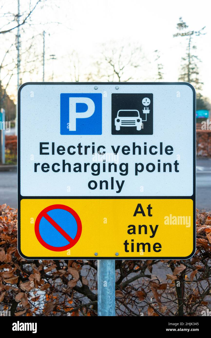 sign for vehicle electric charging point and parking at Trentham ...