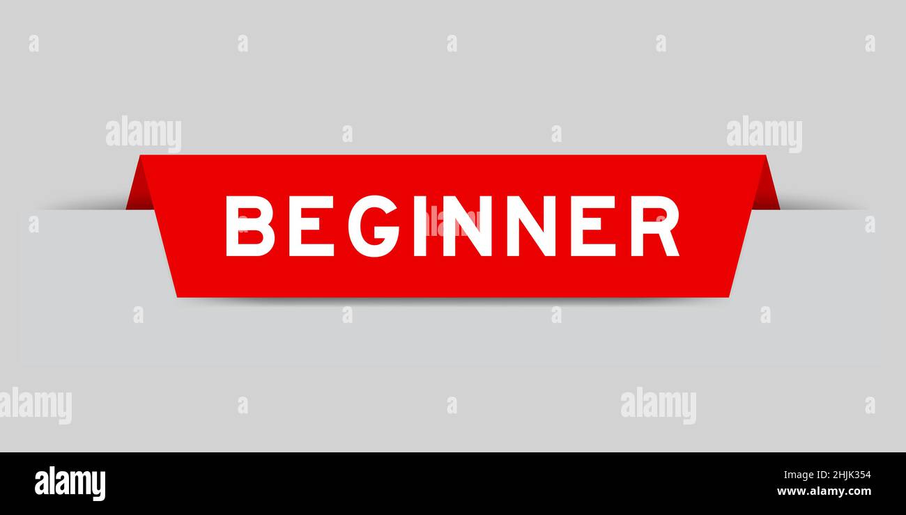 Red color inserted label with word beginner on gray background Stock ...