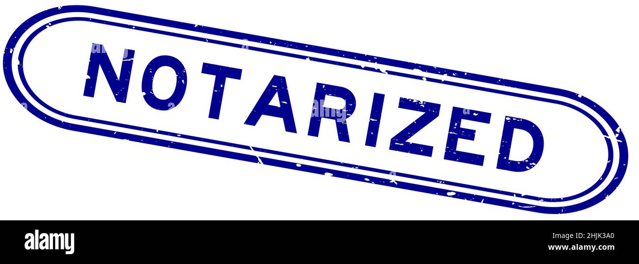 Grunge blue notarized word rubber seal stamp on white background Stock ...