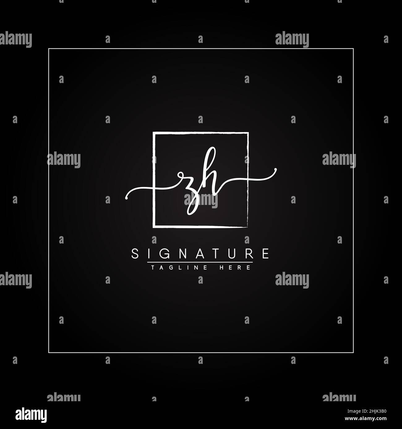 Initial Letter ZH Logo - Hand Drawn Signature Logo - Simple Vector Logo ...