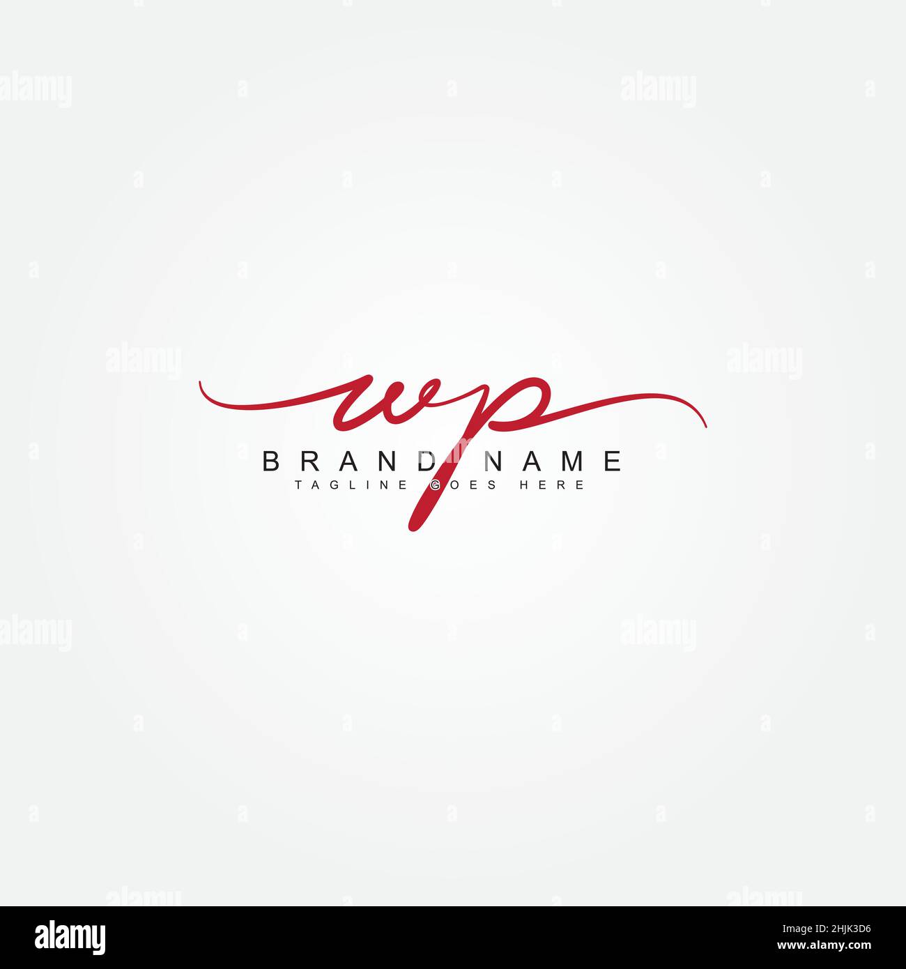 Initial Letter WP Logo - Handwritten Signature Logo - Simple Vector Logo in Signature Style for ...
