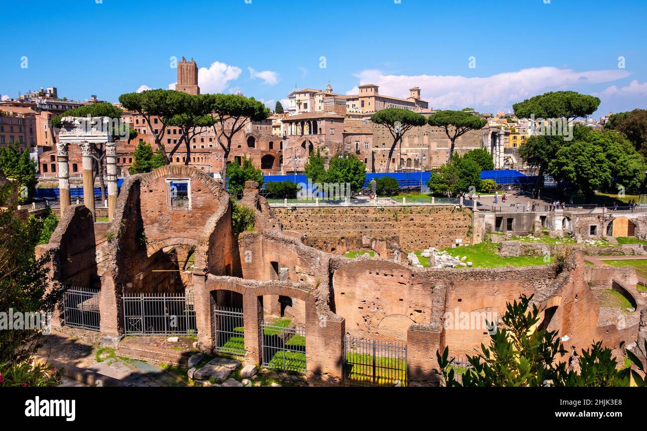 Rome, Italy - May 25, 2018: Panorama of Roman Forum Romanum with Temple ...