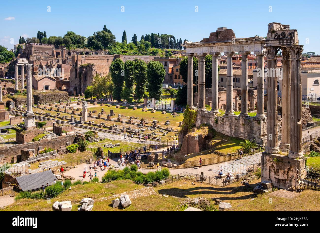 Rome, Italy - May 25, 2018: Panorama of Roman Forum Romanum with Temple ...