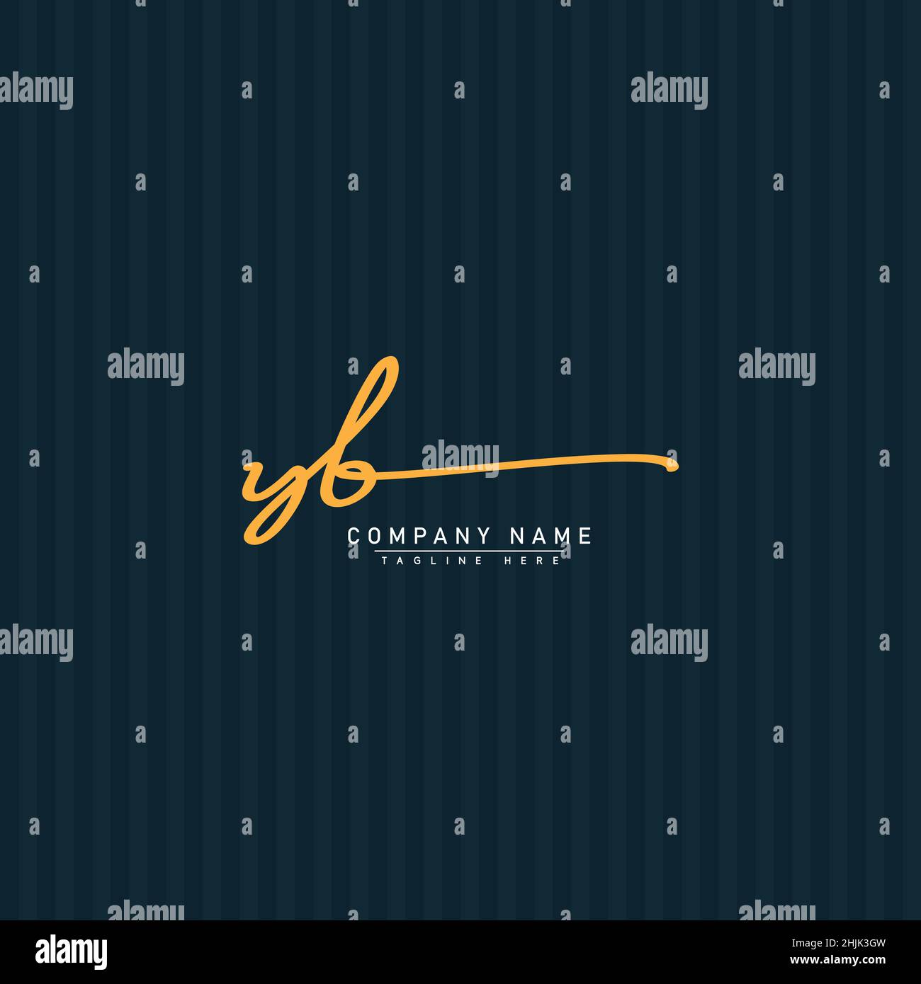 Initial Letter YB Logo - Handwritten Signature Logo - Simple Vector ...