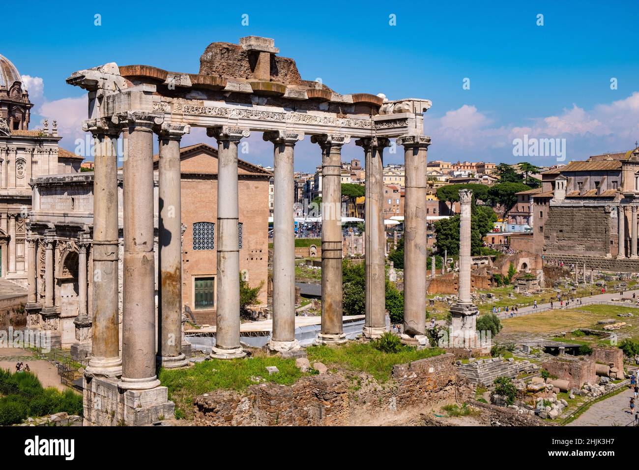 Rome, Italy - May 25, 2018: Panorama of Roman Forum Romanum with Temple ...
