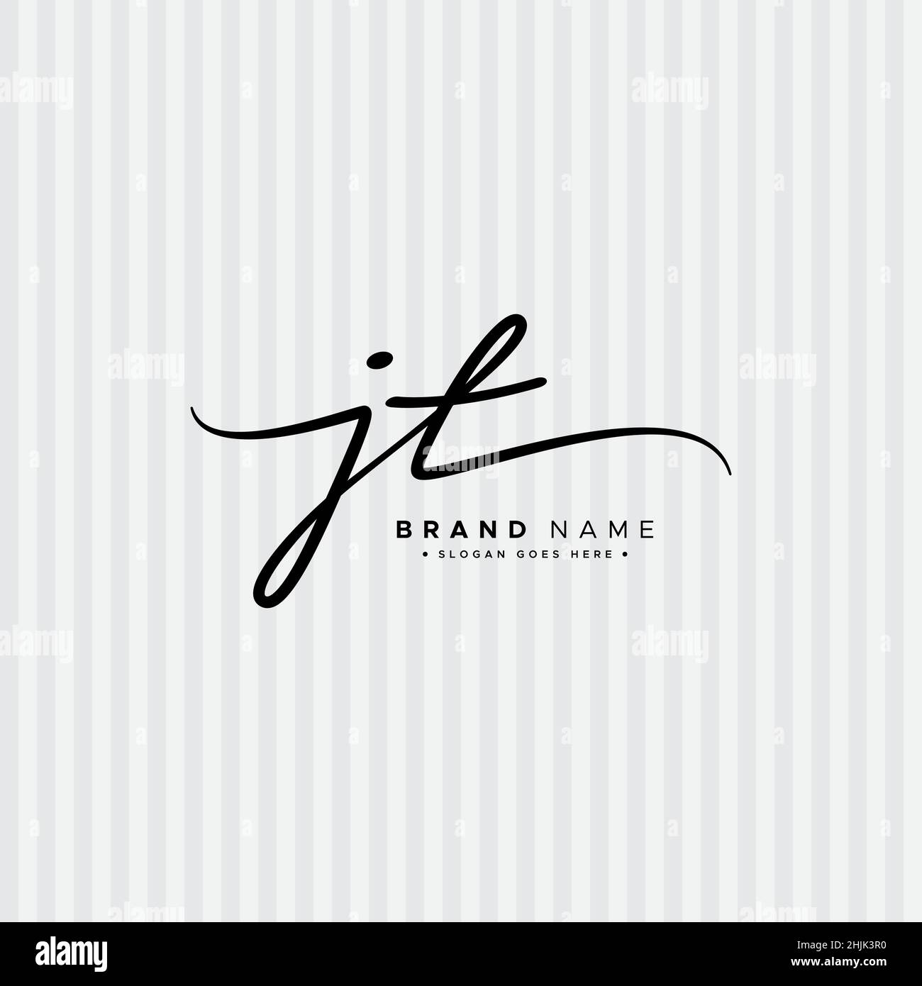 Initial Letter JT Logo - Handwritten Signature Style Logo - Simple Vector Logo in Signature ...