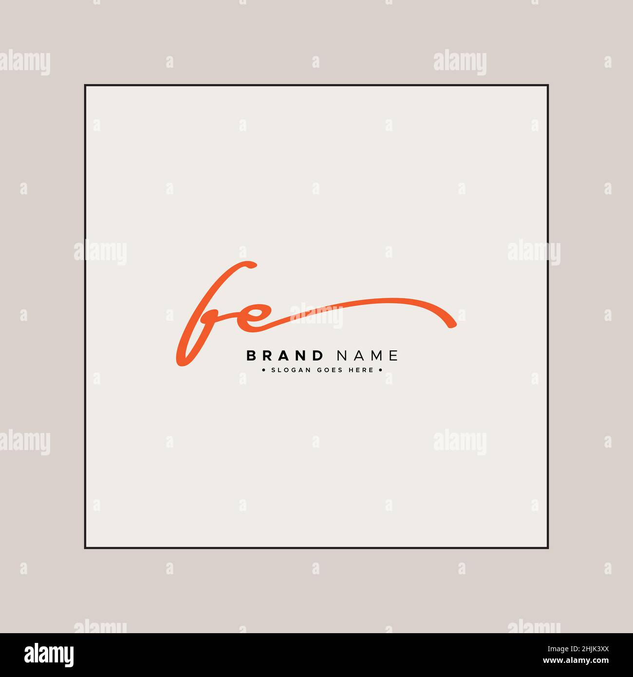 Initial Letter FE Logo - Handwritten Signature Style Logo - Simple ...