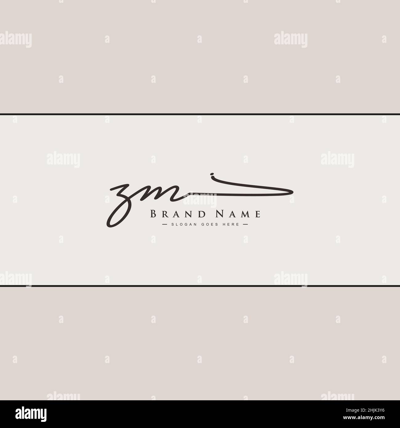 Initial Letter ZM Logo - Hand Drawn Signature Style Logo - Simple ...