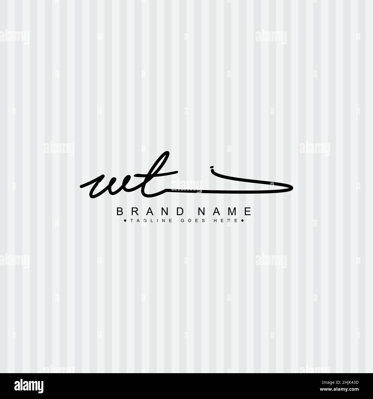 Initial Letter WT Logo - Handwritten Signature Style Logo - Simple ...