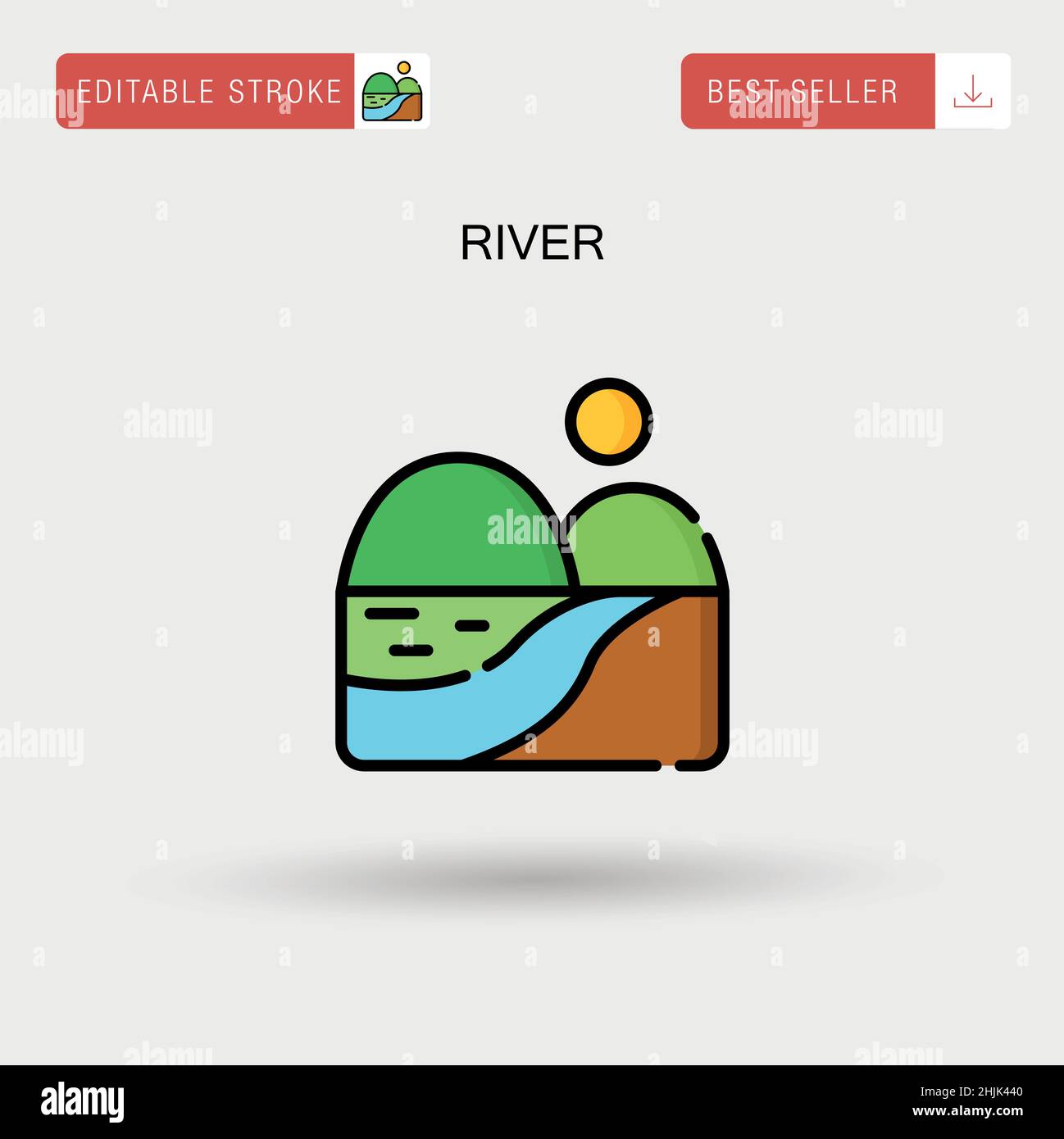 Sunset nature river trees Stock Vector Images - Alamy