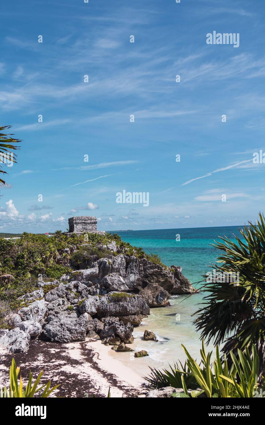 Beautiful landscape of the Tulum ruins by the beach in Mexico Stock ...