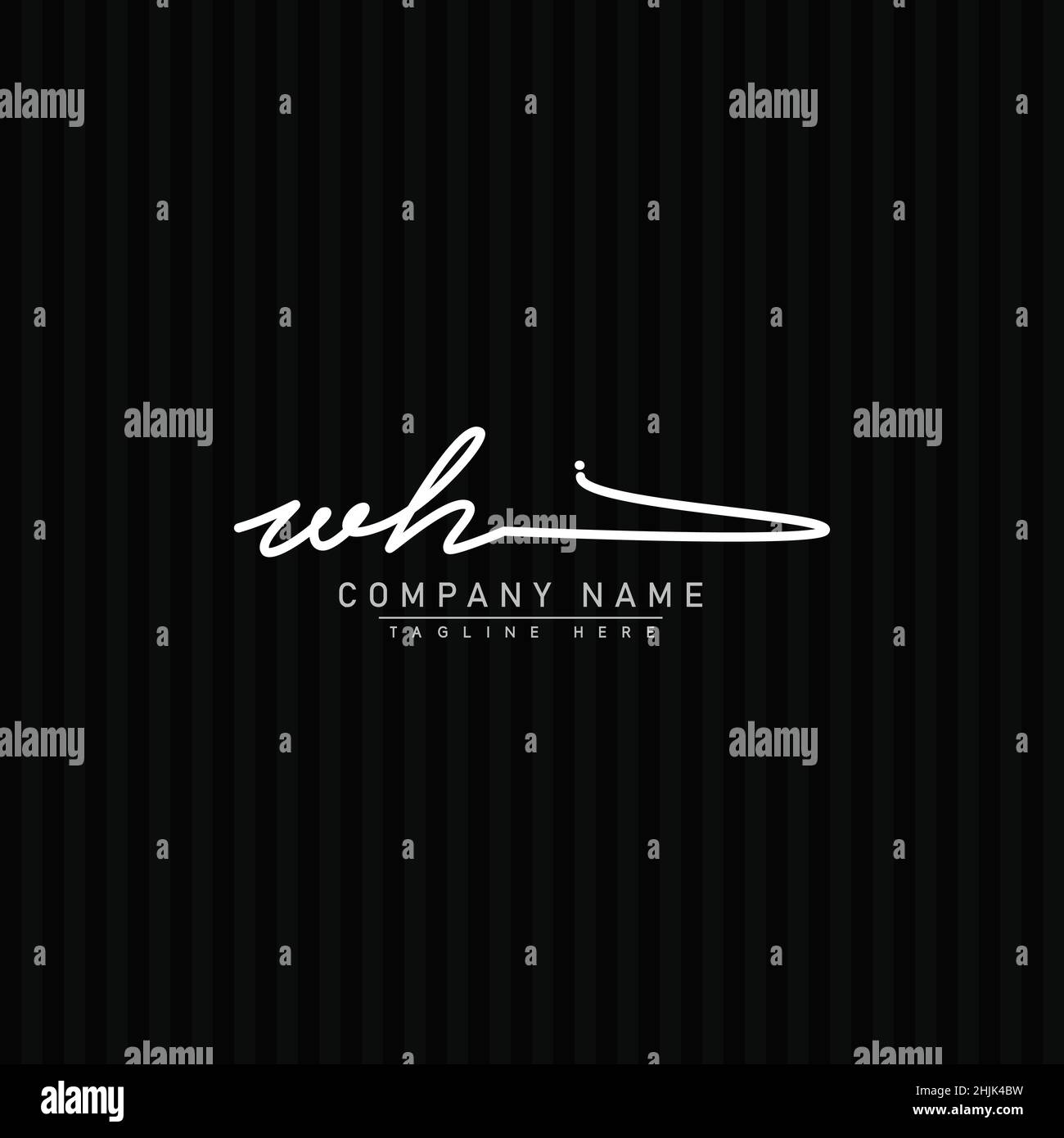 Initial Letter WH Logo - Hand Drawn Signature Logo - Simple Vector Logo ...