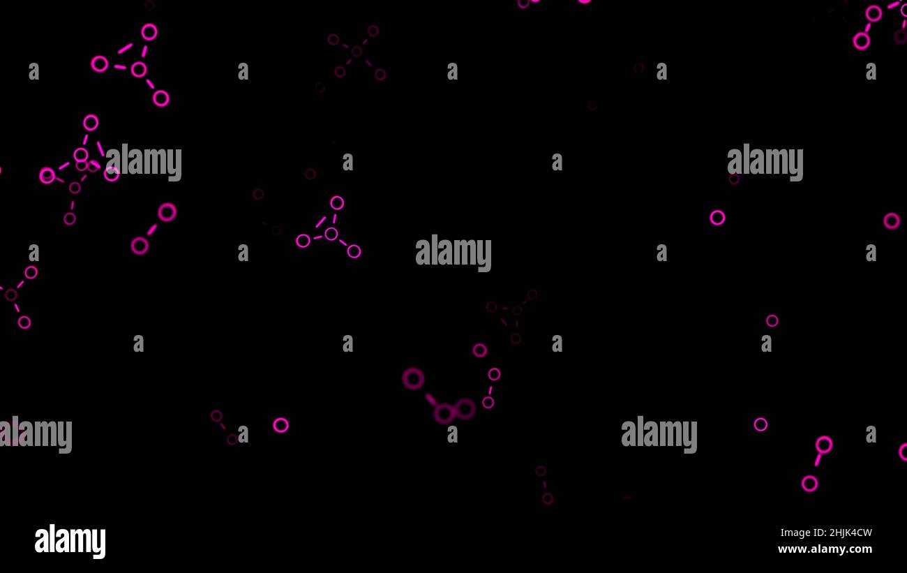 Abstract chemical formulas transforming on a black background, seamless ...