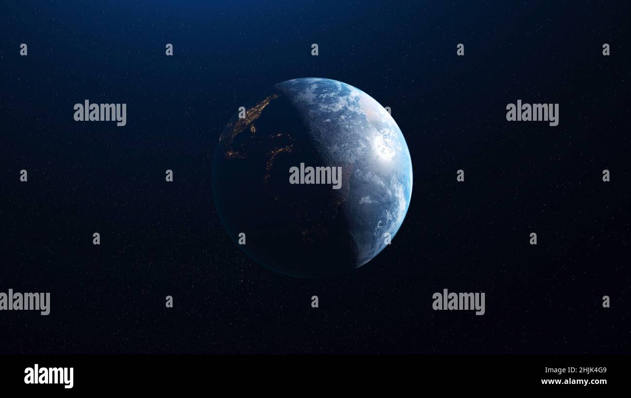 Abstract animation of beautiful Planet Earth rotation in space. Full ...