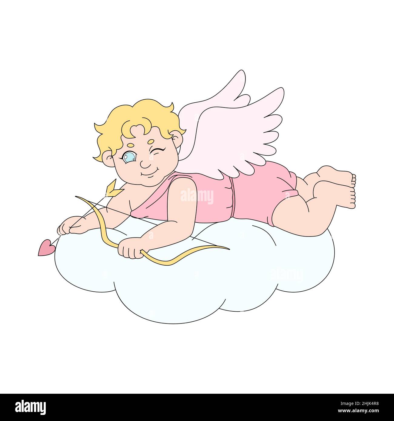 Cartoon cupid on a cloud. Colorful vector illustration for Valentine's ...