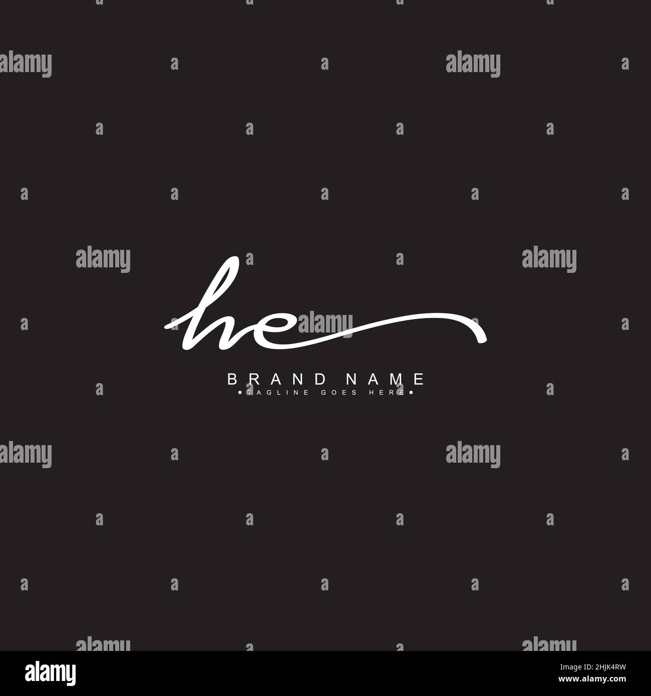 Initial Letter HE Logo - Handwritten Signature Logo - Simple Vector ...