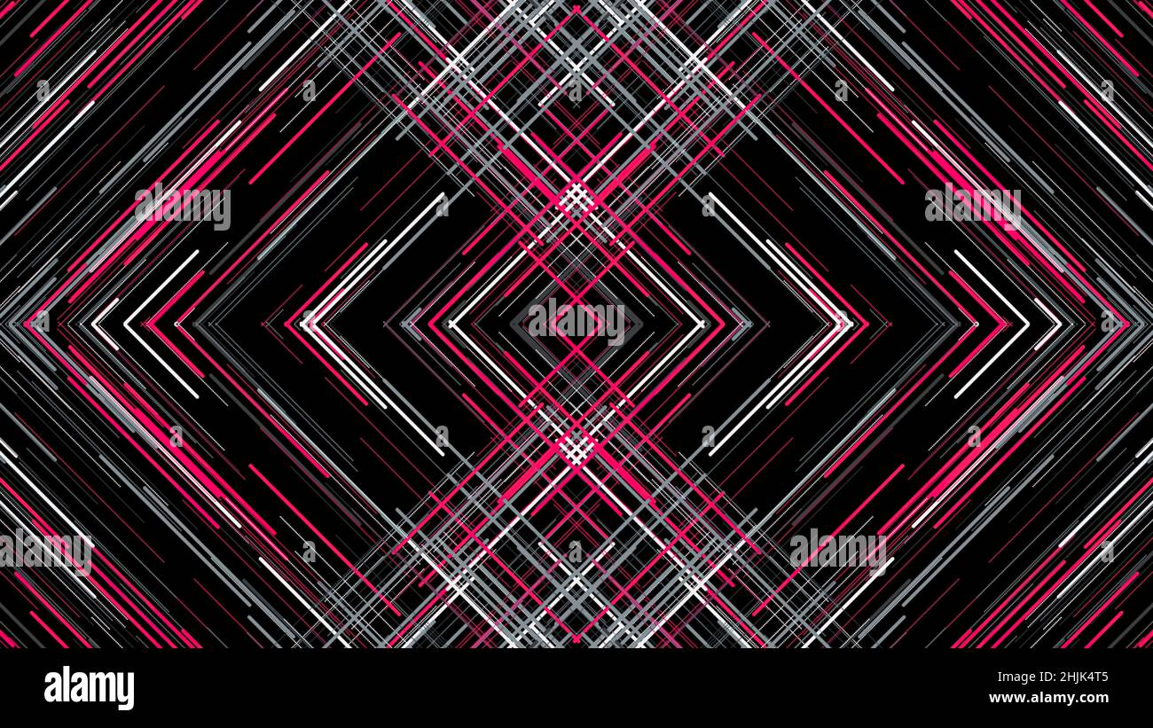 Pattern of lines with interference on black background. Animation. Triangular mirror pattern of ...