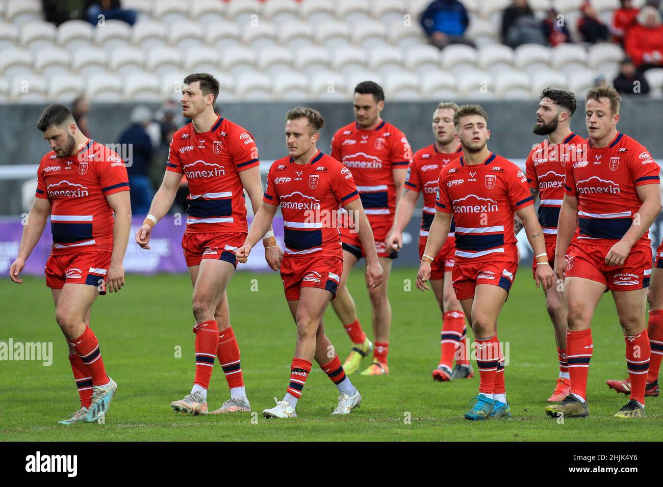 The Hull KR players return to the dressing room at half time Stock ...