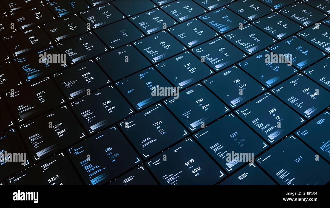 3D computer cells with numbers. Animation. Business structure in 3D computer graphics with ...