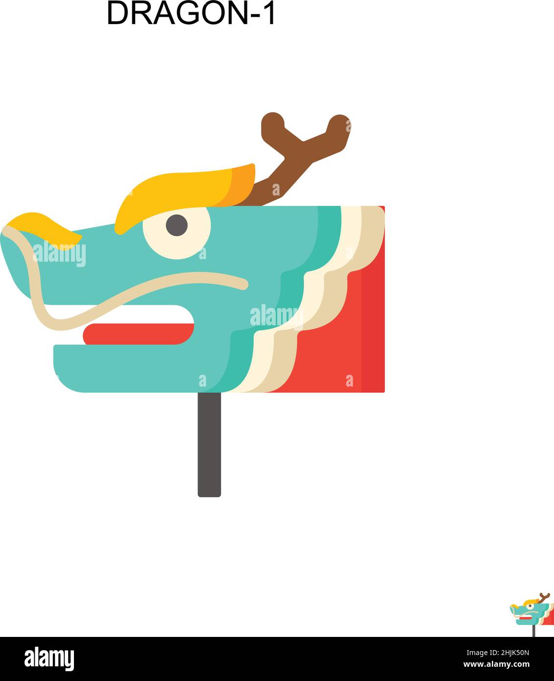 Dragon-1 Simple vector icon. Illustration symbol design template for ...