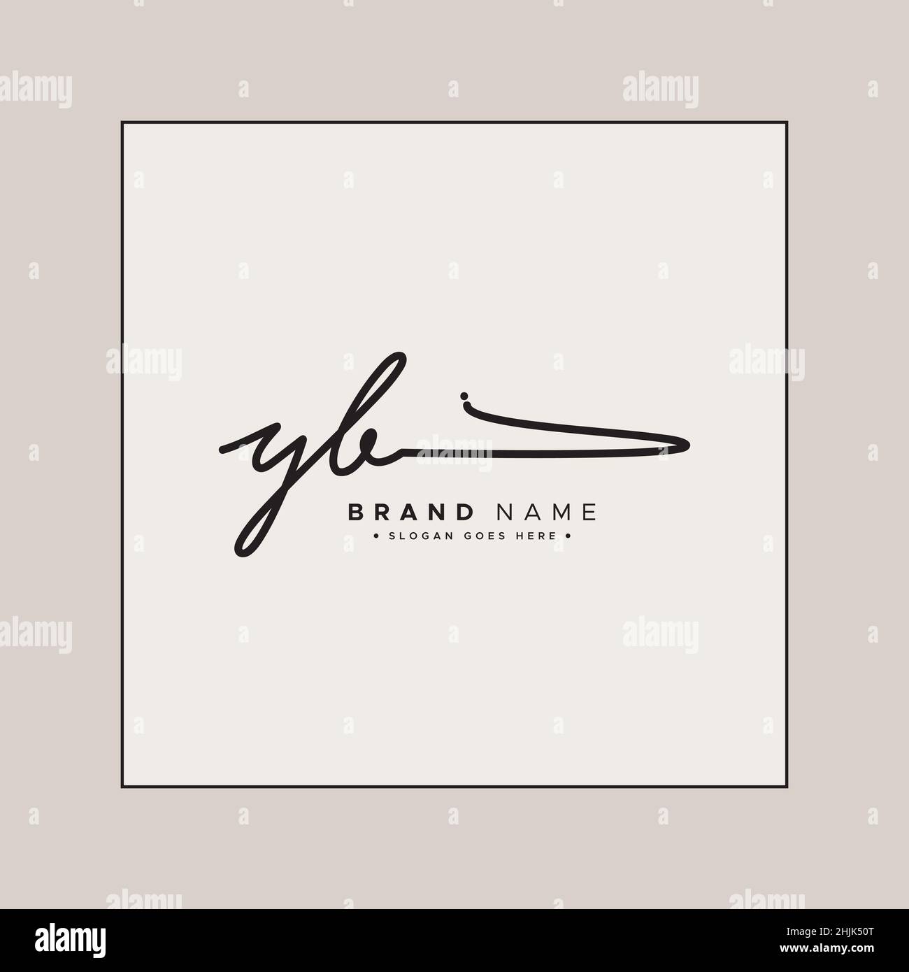 Initial Letter YB Logo - Handwritten Signature Style Logo - Simple ...