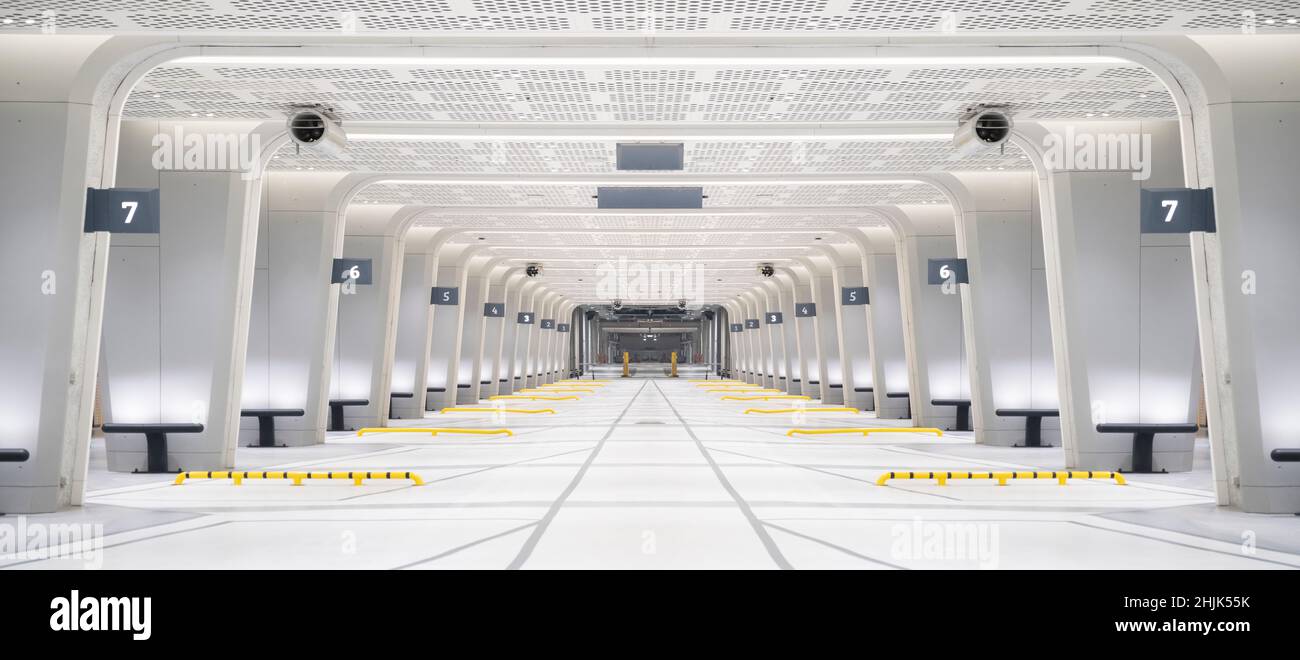 empty passenger terminal background, front view Stock Photo - Alamy