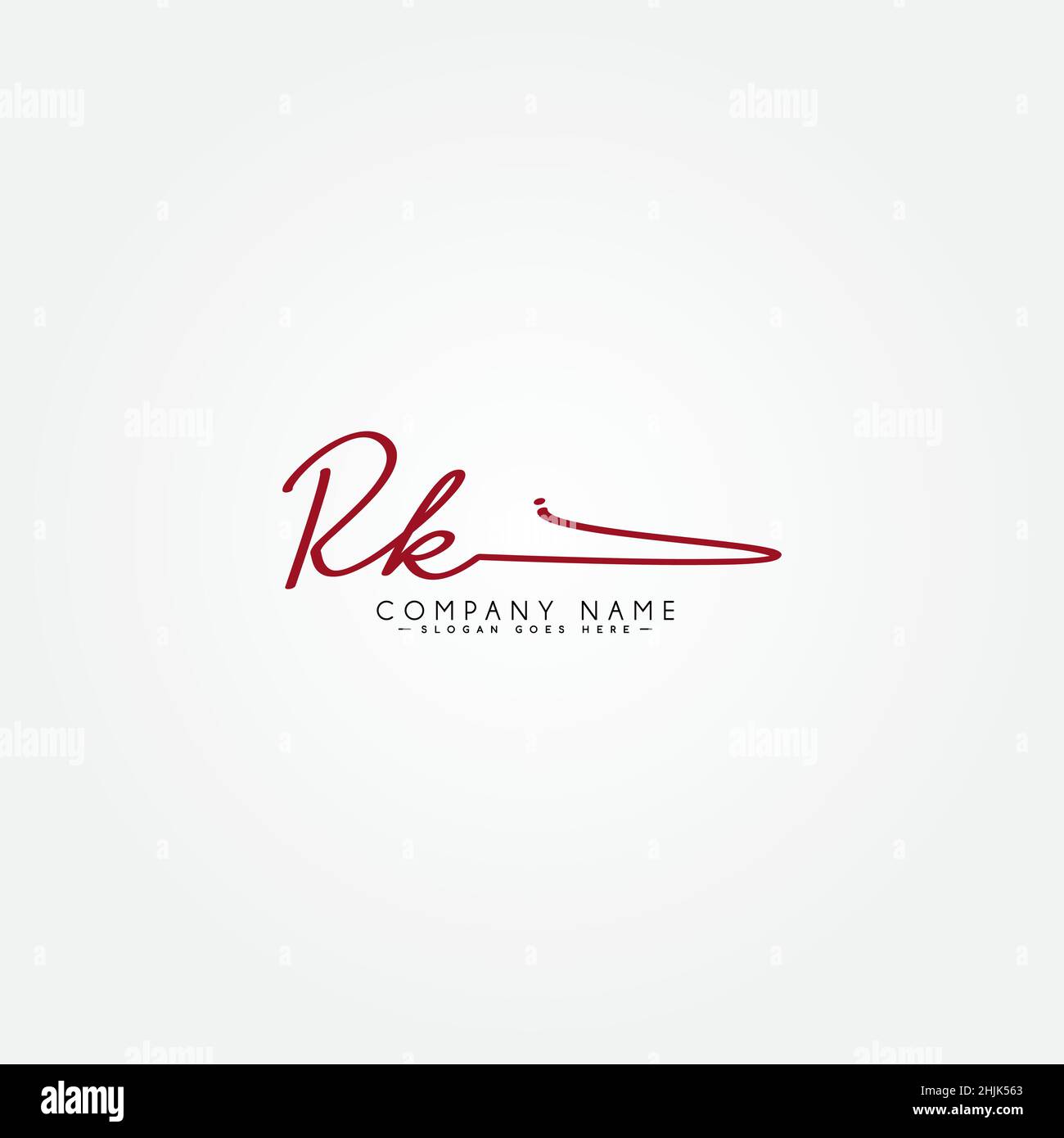 Initial Letter RK Logo - Hand Drawn Signature Style Logo - Simple Vector Logo in Signature Style ...