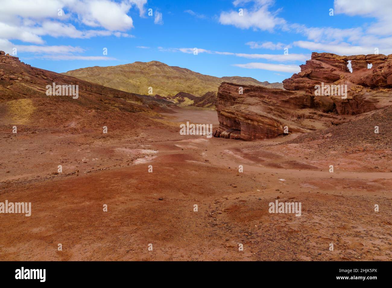 Winter view of Rock formation and the Arava desert valley landscape ...