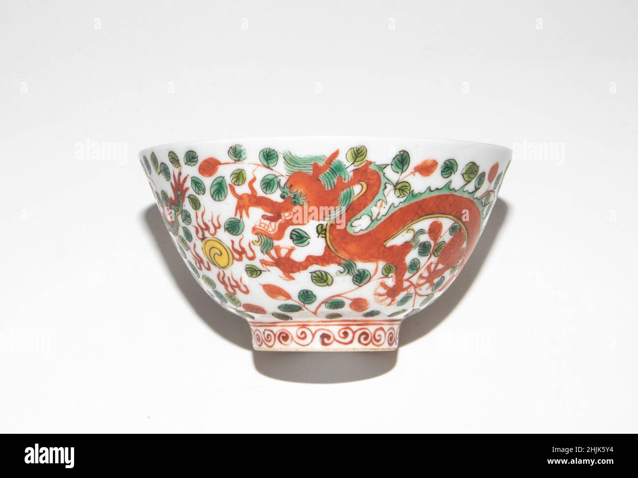 a Chinese porcelain case with phoenix and five claw dragon design. Six ...