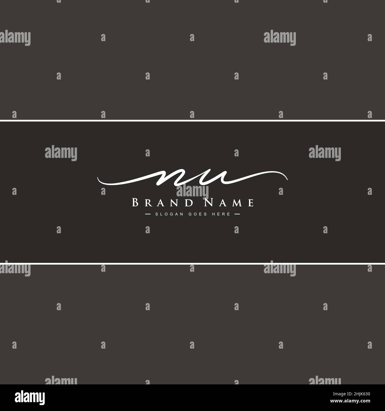 Initial Letter NU Logo - Handwritten Signature Style Logo - Simple ...