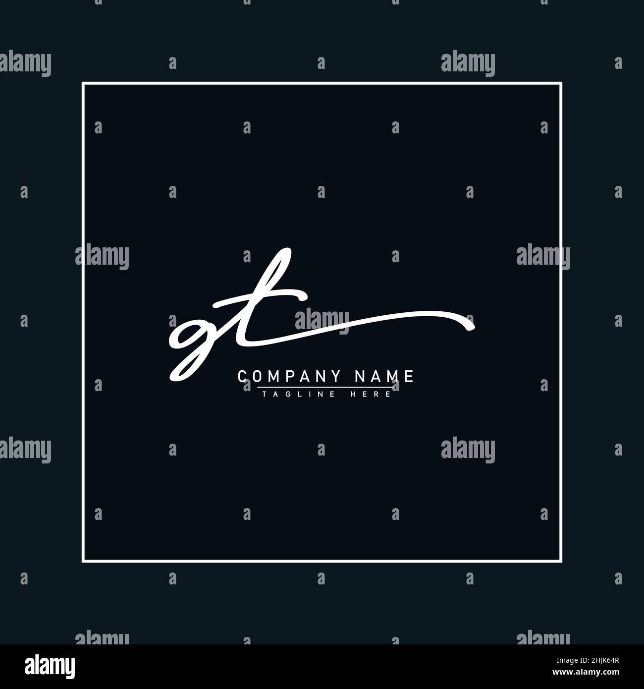 Initial Letter GT Logo - Handwritten Signature Logo - Simple Vector ...