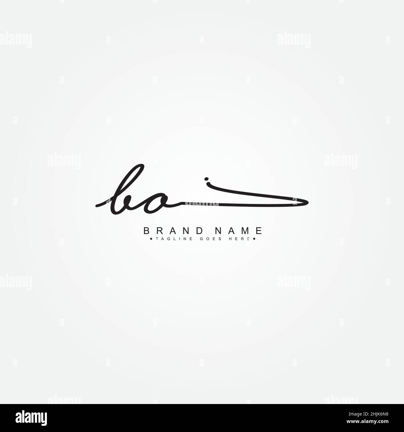Initial Letter BO Logo - Handwritten Signature Style Logo - Simple ...